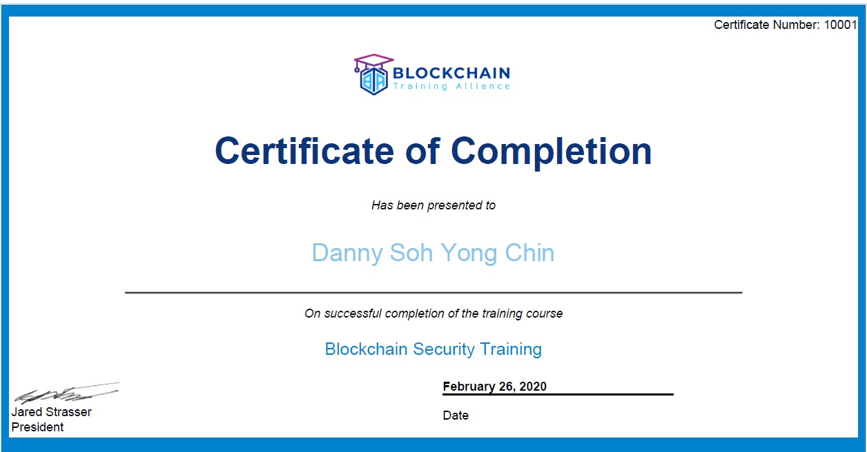 Blockchain Training Alliance – Blockchain Security Training – Danny Soh